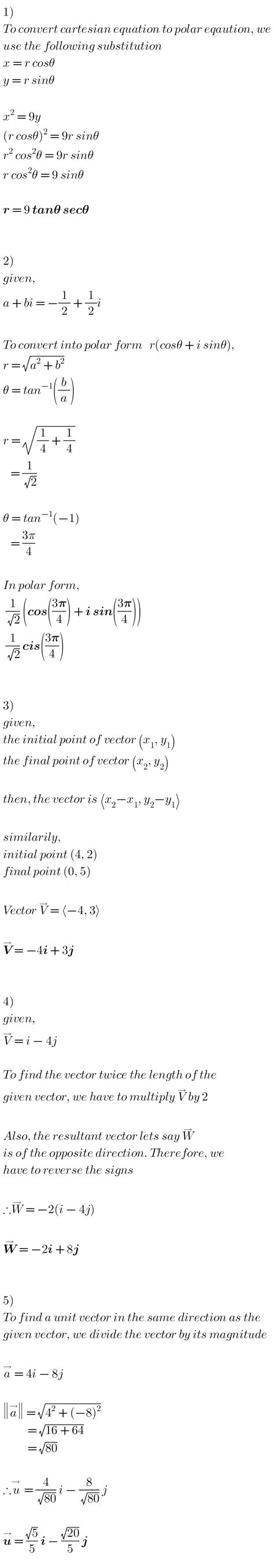 [solved] 1 convert the given cartesian equation to a polar equation