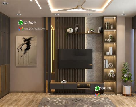 Modern Tv Unit Design With Louvers Panel