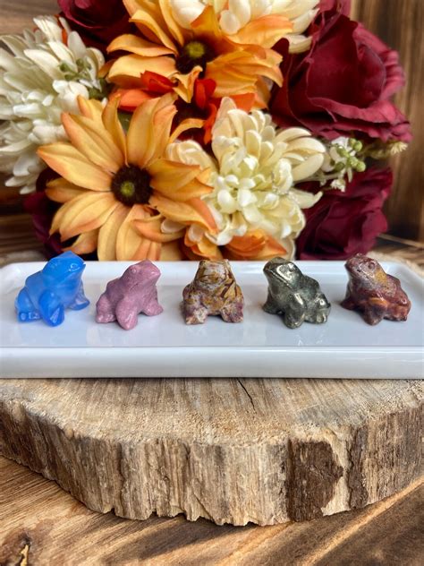 Mini Crystal Frog Crv353 Rhodonite Frog Pyrite Frog Calcite Frog