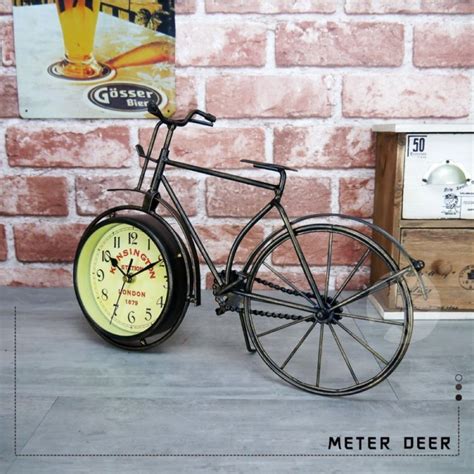 工業風腳踏車造型座鐘 鐵藝桌鐘 歐式復古英倫風格 古典懷舊自行車模型靜音時鐘 桌面擺飾櫥窗店面裝飾禮物創意時鐘 米鹿家居 Yahoo拍賣