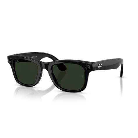 Ray Ban Meta Wayfarer Gen 2 Shiny Black Clear To Graphite Green