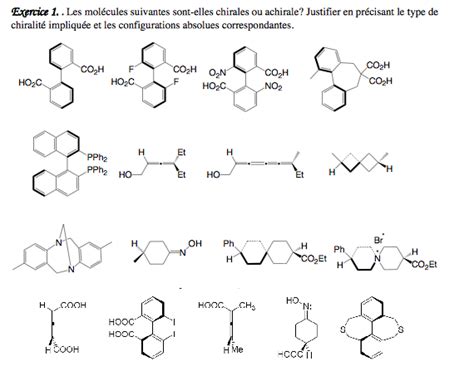 Identifiez Les Molécules Chirales Le Type De Chiralité Et La