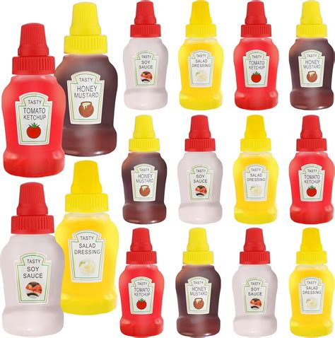 16 Pcs Mini Condiment Bottles 25ml Mini Ketchup Bottle Condiment Squeeze Bottles