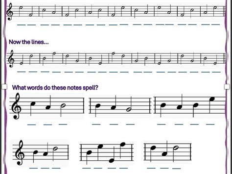 Label The Treble Clef Notes Lines And Spaces Teaching Resources