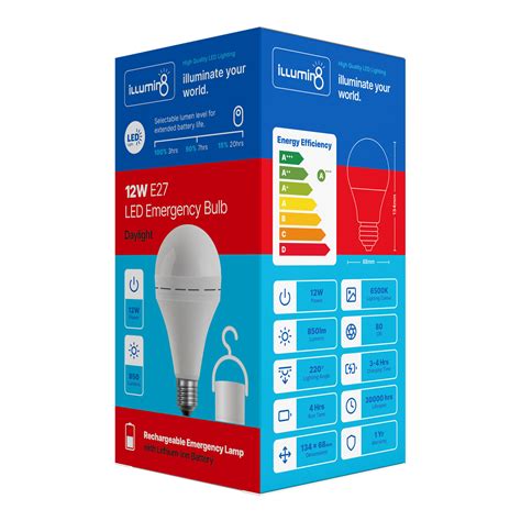 A60 E27 12w Led Emergency Bulb With Built In Rechargeable Li Ion Battery Illumin8 High