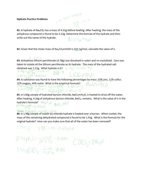 Hydrate Practice Pdf