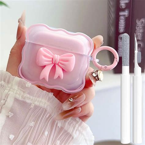 Cute Airpods 4 Clear Case Girly 3d Bow Design Soft Tpu