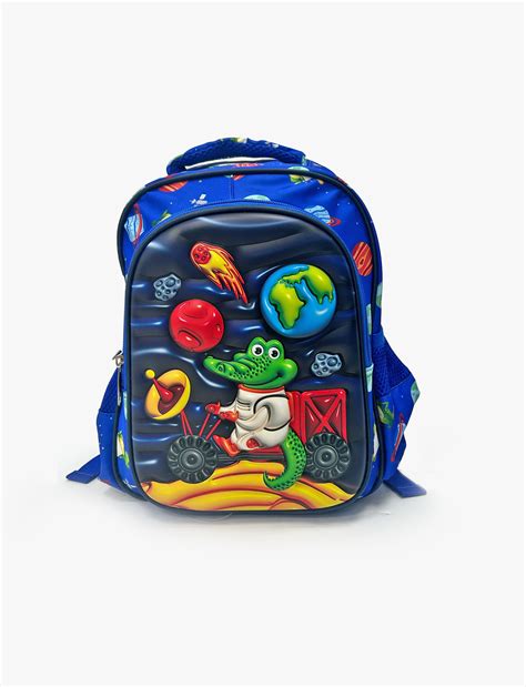 תיק גן תלת מימד 12 אינץ בהדפס תנין בצבע נייביכחול קלאב האב הטבות