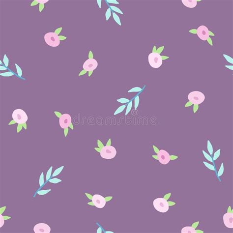 Cute Floral Violet Pattern Stock Vector Illustration Of Pink Hand