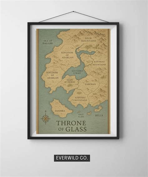 Throne Of Glass Map Print Erilea Fantasy World Art Digital Download
