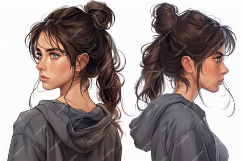 Premium Photo Set Of Girls Icons Different Clothes Hairstyles Icons