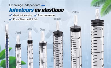 Episkey 50pcs 2ml Plastique Seringue Avec Tube Seringues Stériles