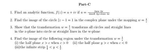 Part C Find An Analytic Function Fz U Iv If U Frac 2sin 2x 2