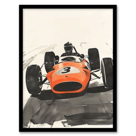 Artery8 Vintage Race Car Driver Racing Sport Watercolour Man Cave Art