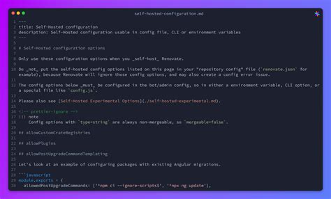 self hosted configuration md renovatebot renovate sourcegraph