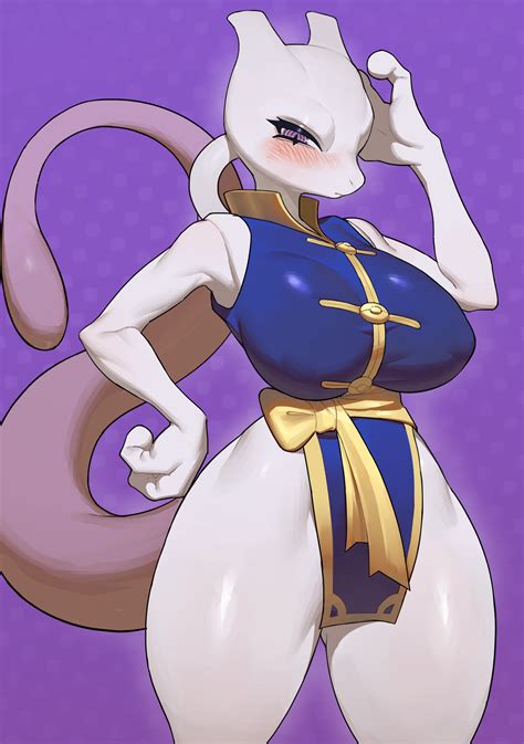 Yawar Mewtwo Mewtwo Martial Arts Nintendo Pokemon Pokemon Unite Highres 1girl Bare