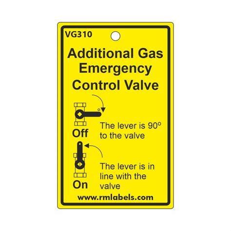 Additional Gas Emergency Control Valve Label Vg310 R M Labels