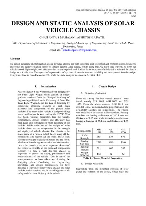 Pdf Design And Static Analysis Of Solar