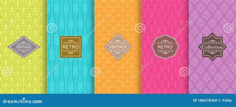 Set Of Cute Bright Seamless Patterns Vector Illustration Bright Design Stock Vector