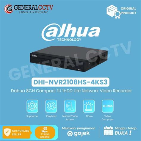Promo Dahua Nvr Dhi Nvr2108hs 4ks3 Dahua 8ch Compact 1u 1hdd Lite