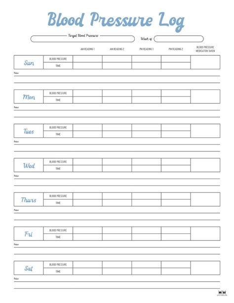 Blank Blood Pressure Log Blood Pressure Log Book For Daily Tracking