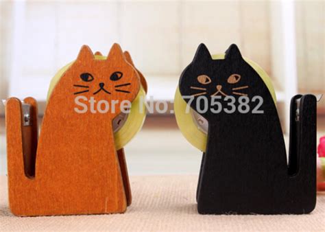 With Tape Cute Cat Shape Wooden Tape Dispensers Vicedeal