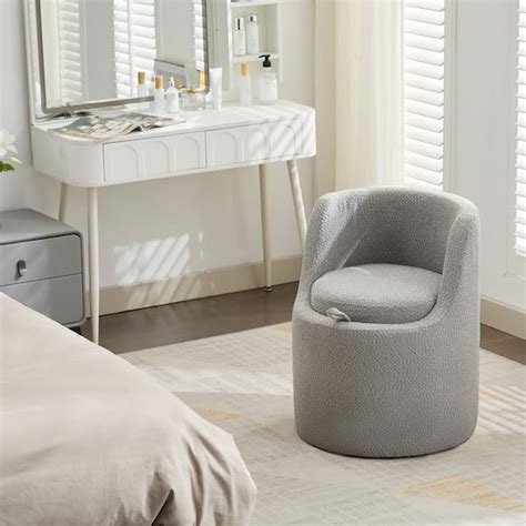 Jearey Elegant 1 Piece Gray Makeup Vanity Stool With Storage Bhhzd Gray The Home Depot