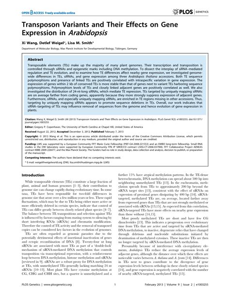 Pdf Transposon Variants And Their Effects On Gene Expression In