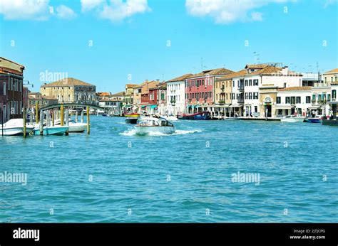 Panoramic Of The City Of Venice From A Tour Boat Italy Europe Stock