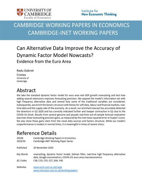 Can Alternative Data Improve The Accuracy Of Dynamic Factor Model Nowcasts Pdf Kalman Filter