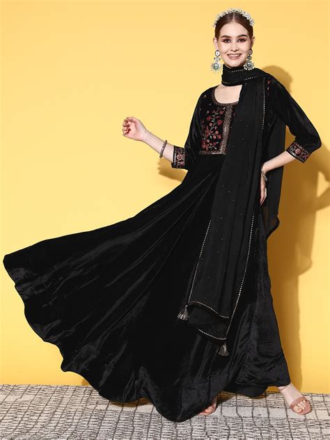 Buy Libas Women Floral Velvet Kurta Set Kurta Sets For Women 19651284