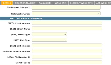 Field Worker Attributes Dataforce Documentation