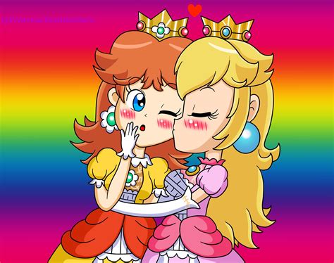 Princess Daisy And Princess Peach Kissing