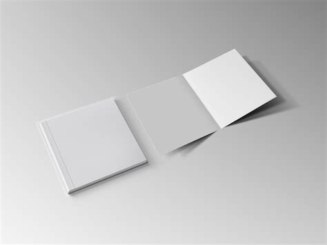 Libro Cuadrado Claro En Blanco Abierto 3d Sobre Fondo Gris Vector Premium