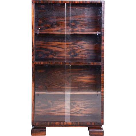 Vintage Boekenkast Van Macassar En Glas Door Oldřich Liška Tsjecho