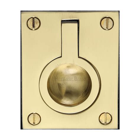 Heritage Brass Cabinet Pull Flush Ring Design 50mm Polished Brass Fini