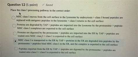 Solved Saved Place The Class I Processing Pathway In The Correct