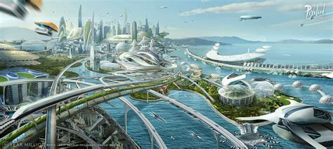 Futuristic City By The Water
