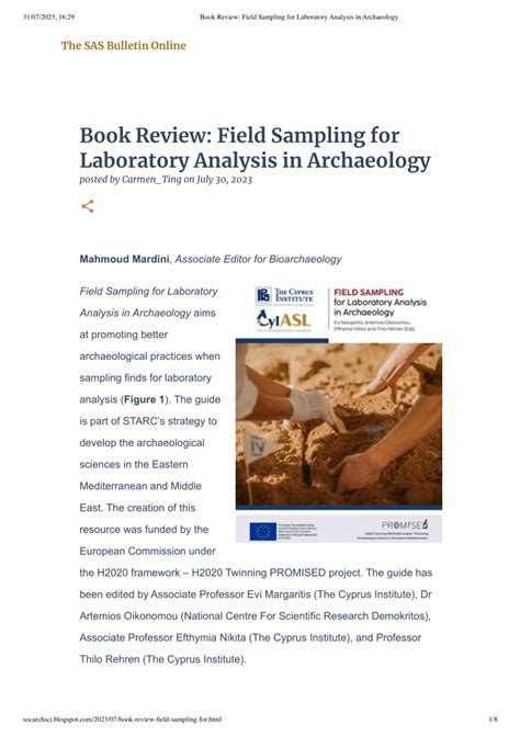 Pdf Book Review Field Sampling For Laboratory Analysis In Archaeology Society Of