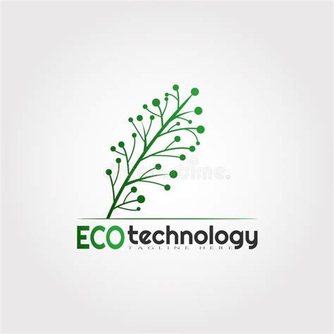 Eco Technology Logo Design With Leaf Combination Illustration Element