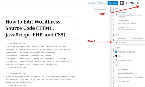 How To Edit Wordpress Source Code Html Javascript Php And Css
