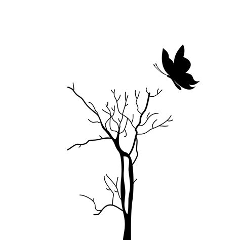 A Butterfly On A Tree 22540420 Vector Art At Vecteezy