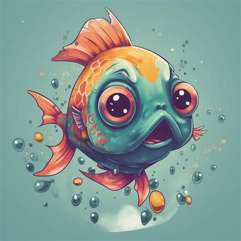Premium Ai Image Cute And Adorable Cartoon Fish Fantasy Dreamlike