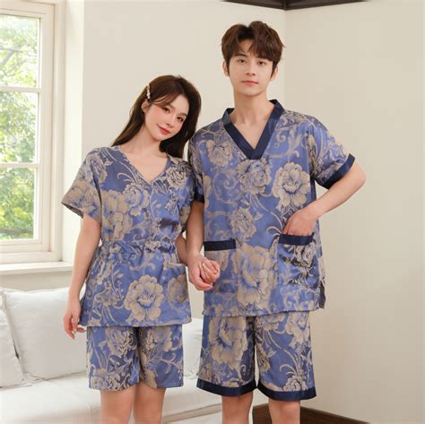 棉质汗蒸服女桑拿洗浴服男采耳服情侣家居服睡衣男特大码足疗浴袍虎窝淘