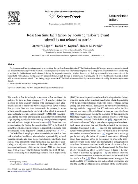 Pdf Reaction Time Facilitation By Acoustic Task Irrelevant Stimuli Is