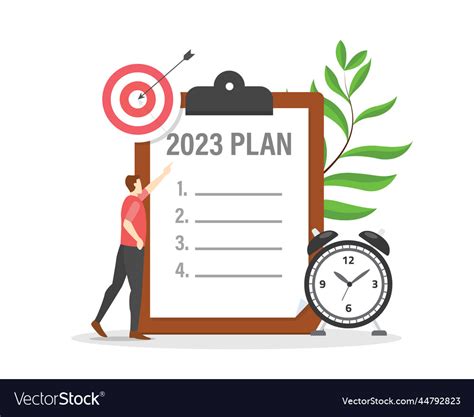 New Year Plan With Checklist Goals Target Vector Image