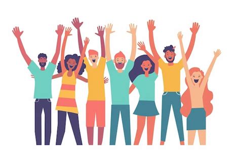Vector Illustration Of People Cheering Premium Ai Generated Vector