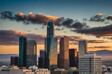Downtown La Los Angeles Skyline California Premium Ai Generated Image