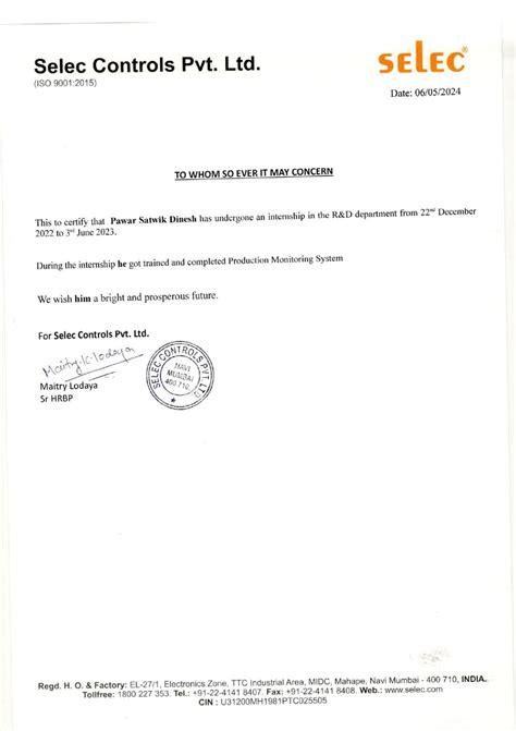 Satwik Pawar On Linkedin 🌟 Excited To Share Our Teams Internship Project At Selec Control