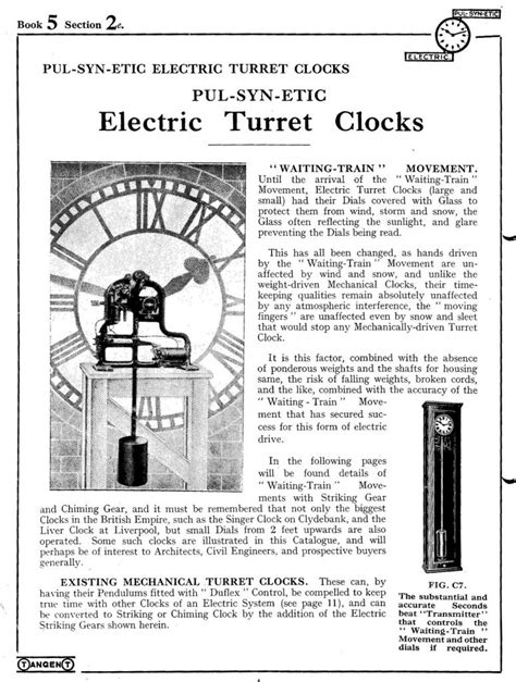 Gents Of Leicester The Pul Syn Etic System Of Electric Turret Clocks